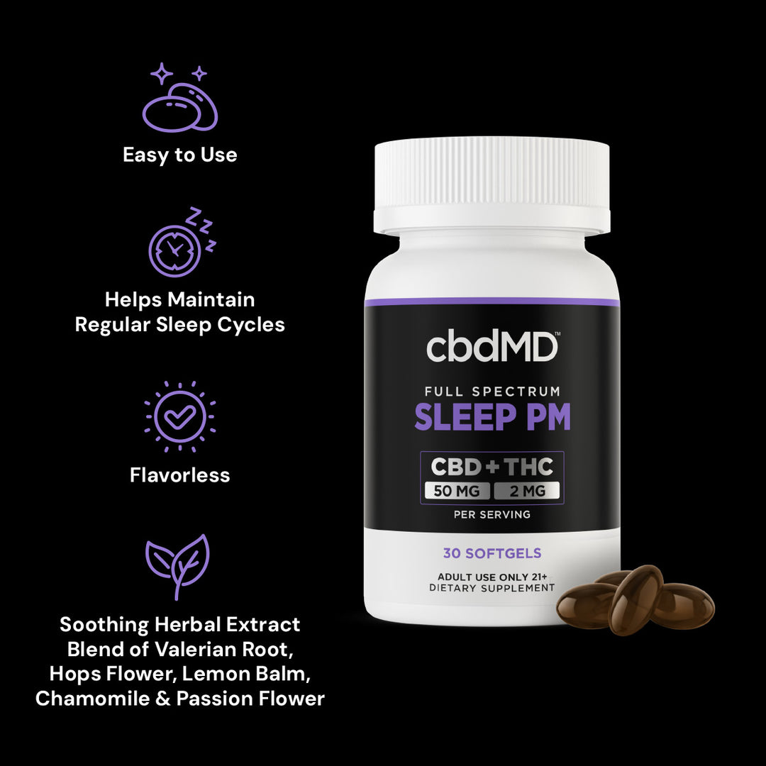 Sleep PM: Full Spectrum CBD Softgels for Sleep | cbdMD
